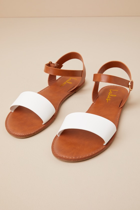 White Flat Sandals White Sandals Ankle Strap Sandals Lulus