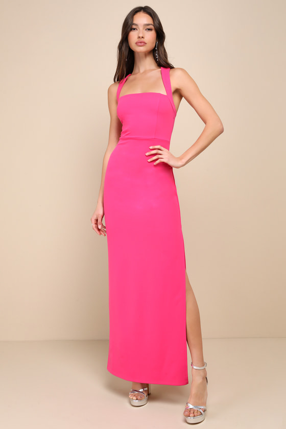 Hot Pink Maxi Dress Column Maxi Dress Sleeveless Maxi Dress Lulus