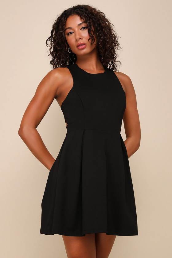 Black Dress Skater Dress Backless Dress Cutout Dress Lulus
