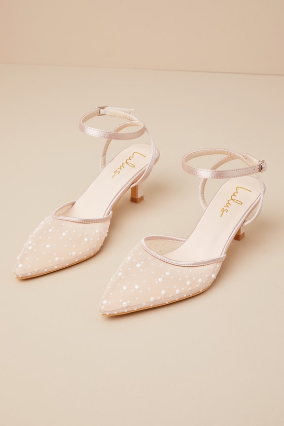 Rose Gold Mesh Pumps - Mesh Pearl Pumps - Ankle Strap Pumps - Lulus