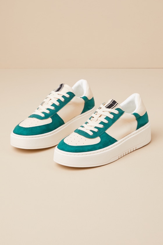 Shu Shop Shirley - Green Color Block Sneakers - Flatform Sneakers - Lulus