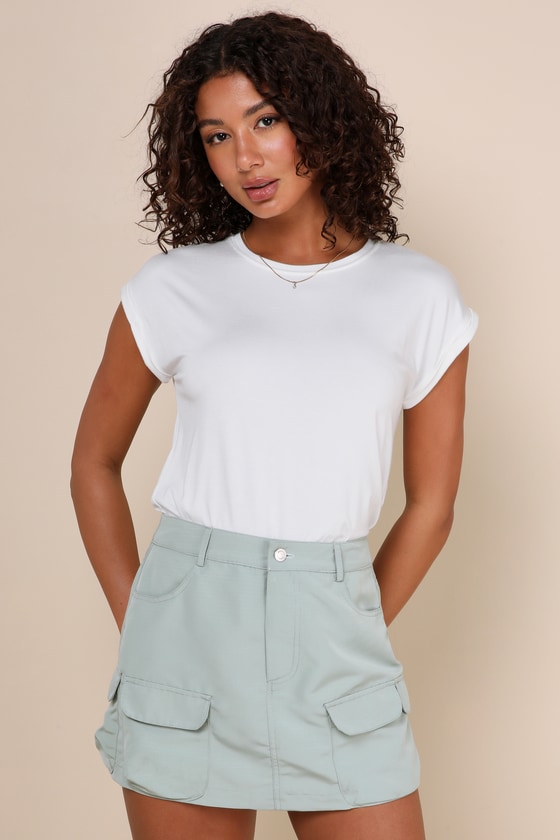 Sage Green Mini Skort - High-Rise Mini Skort - Cargo Mini Skort - Lulus