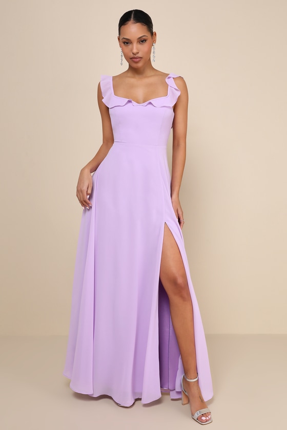 Lilac Maxi Dress - Ruffled Strap Dress - Backless Dress - Lulus