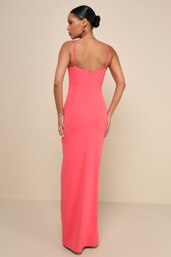 Coral Pink Maxi Dress - Sleeveless Maxi Dress - Front Slit Dress - Lulus