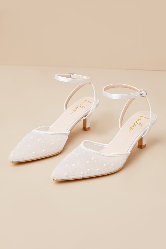 White Sheer Mesh Pumps - Mesh Pearl Pumps - Ankle Strap Pumps - Lulus