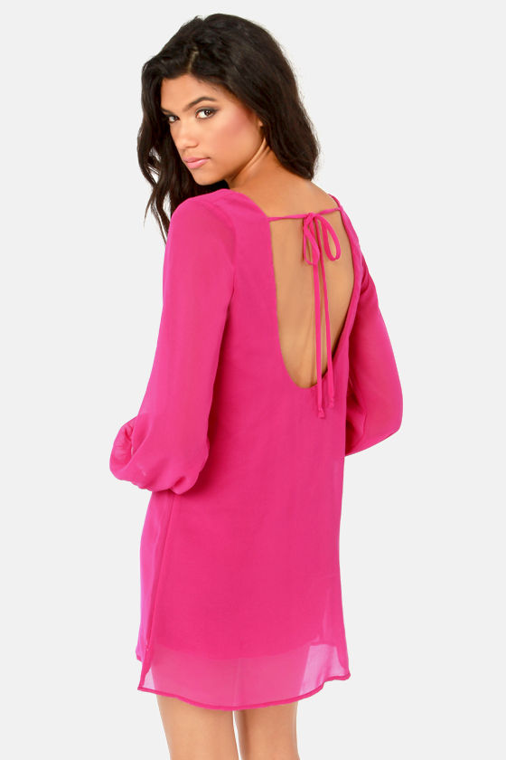 Pretty Fuchsia Dress - Shift Dress - Backless Dress - $41.00 - Lulus