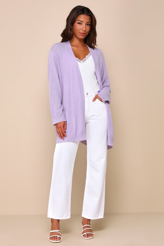 Lavender Knit Cardigan - Open-Front Cardigan - Cardigan Sweater - Lulus