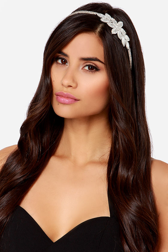 Pretty Silver Headband - Flower Hairband - Rhinestone Hairband - $17.00 ...