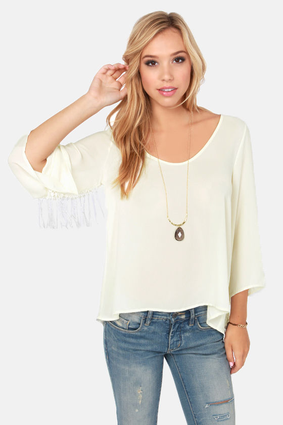 Cute Fringe Top - Cream Top - Ivory Top - $35.00 - Lulus