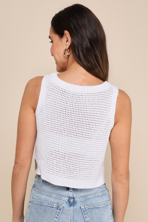 Boho Knit Tank - White Loose Knit Tank Top - Sweater Tank Top - Lulus