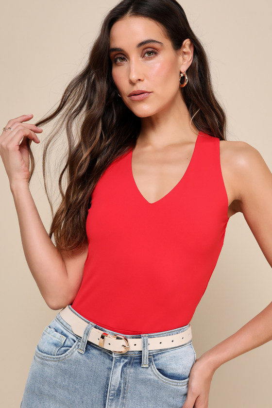 Red Cutout Bodysuit Sleeveless Bodysuit Sexy Red Bodysuit Lulus