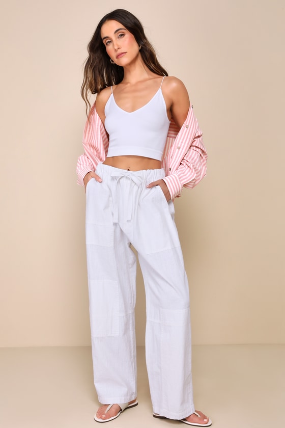 Ivory Linen Pants - Drawstring Jogger Pants - Linen Cargo Pants - Lulus