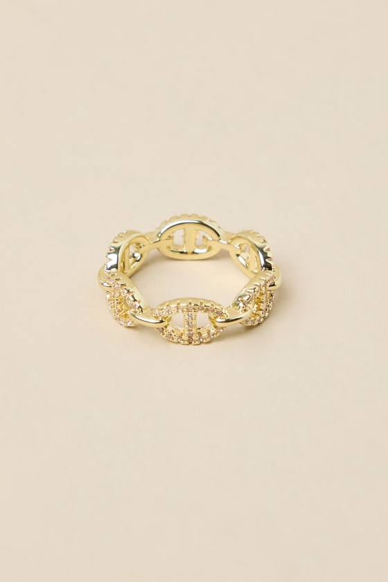 Gold Rhinestone Rhine - Chain Link Ring - Chain Ring - Ring - Lulus