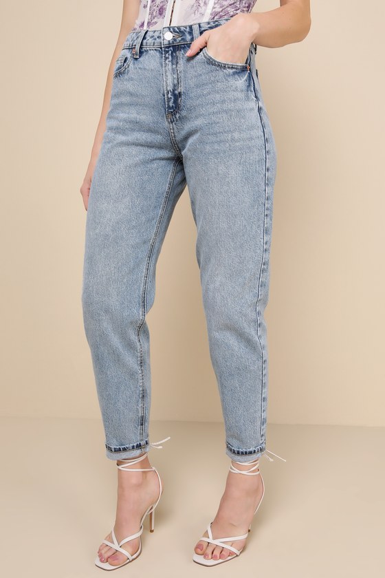 Medium Wash Jeans - High-Rise Mom Jeans - Cotton Denim Jeans - Lulus