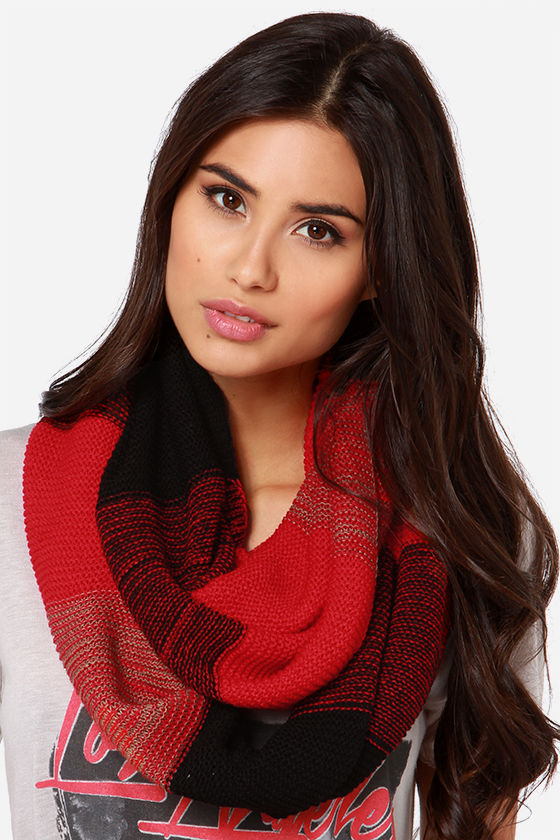 Cozy Red Scarf - Striped Scarf - Infinity Scarf - $13.00 - Lulus