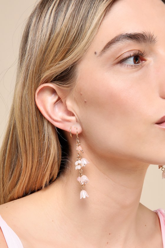 Gold Beaded Earrings - Floral Drop Earrings - Cute Earrings - Lulus