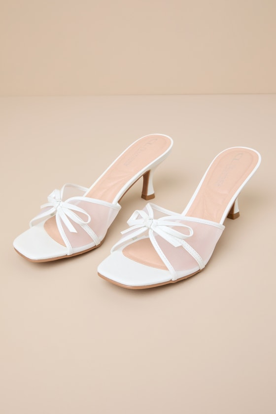 CL by Laundry Jump Up - Patent Mesh Sandals - Bow Slide Sandals - Lulus