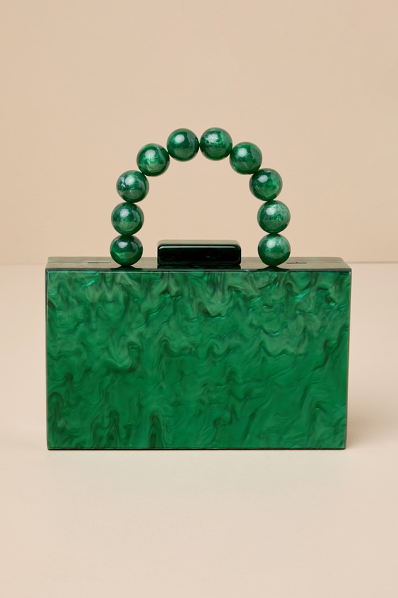 Green Marbled Box Clutch - Acrylic Box Clutch - Hard Case Clutch - Lulus