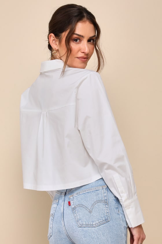 White Top - Button-Up Crop Top - Button-Down Top - Shirt - Lulus