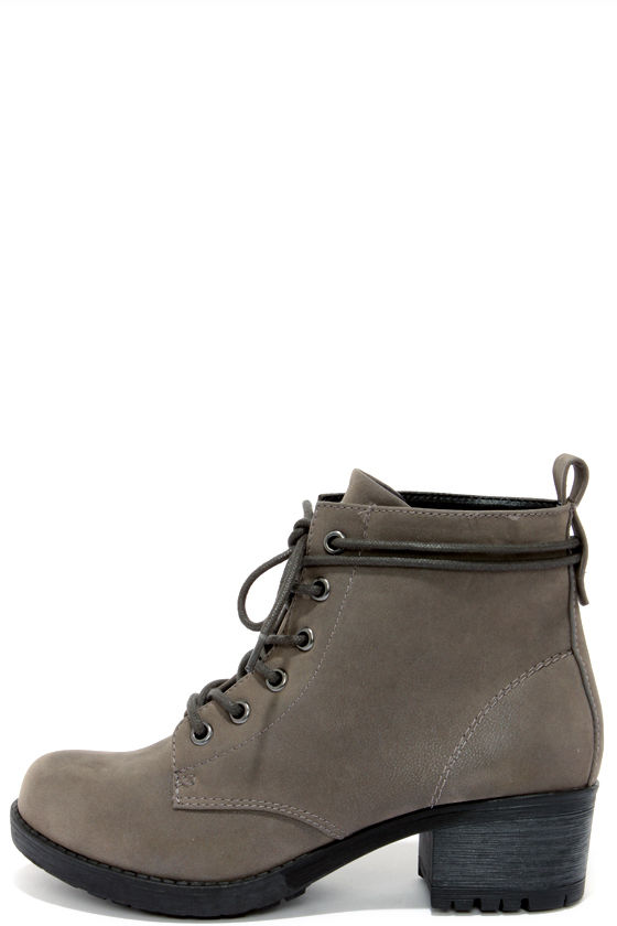 Cute Grey Boots - Work Boots - Ankle Boots - Lace-Up Boots - $31.00 - Lulus