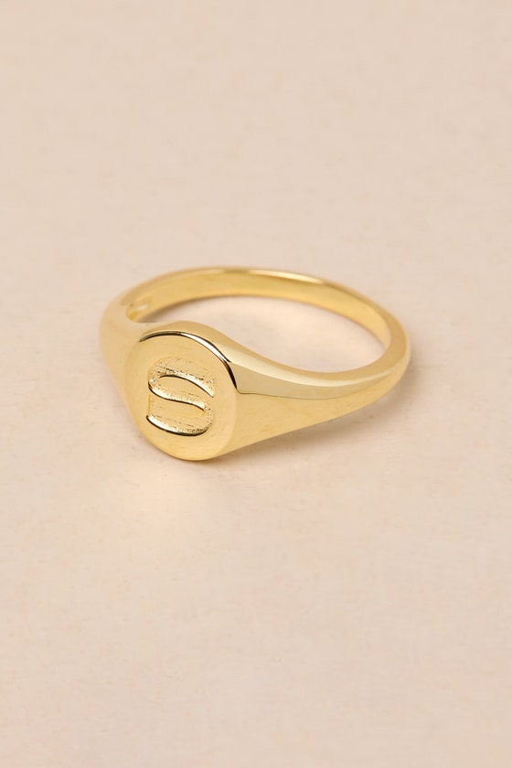 Luv AJ Oval Signet Ring - 14kt Gold Initial Ring - S Initial Ring - Lulus