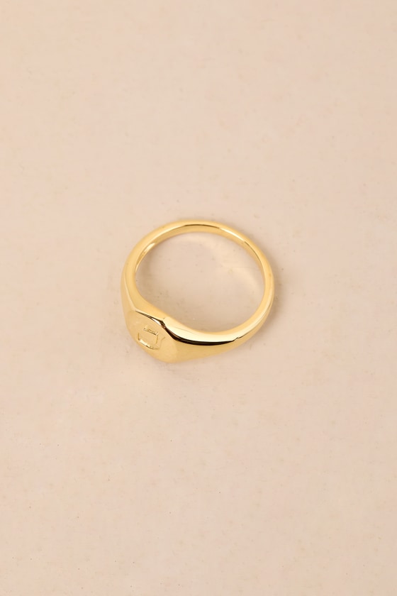 Luv AJ Oval Signet Ring - 14kt Gold Initial Ring - J Initial Ring - Lulus
