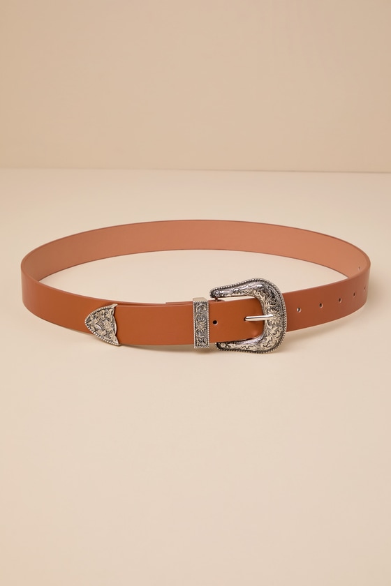 Brown Western Belt - Cowboy Belt - Chunky Western Buckle Belt - Lulus