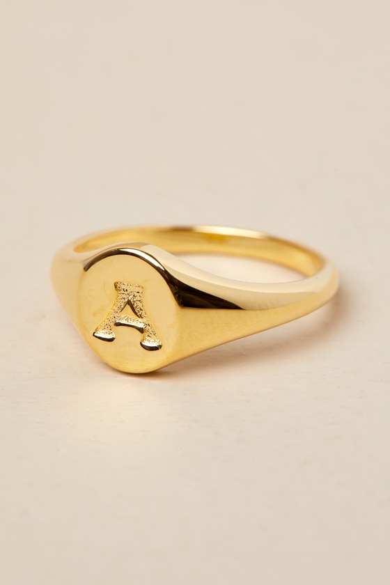 Luv AJ Oval Signet Ring - 14kt Gold Initial Ring - A Initial Ring - Lulus
