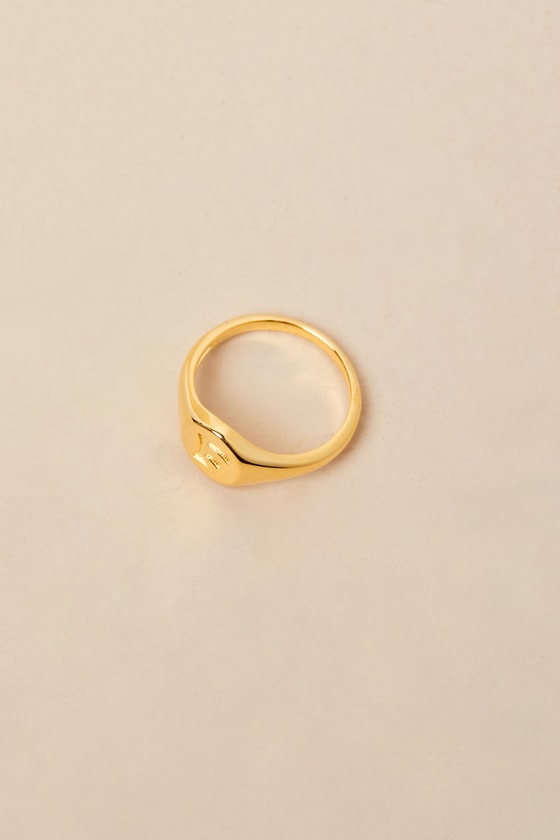 Luv AJ Oval Signet Ring - 14kt Gold Initial Ring - F Initial Ring - Lulus