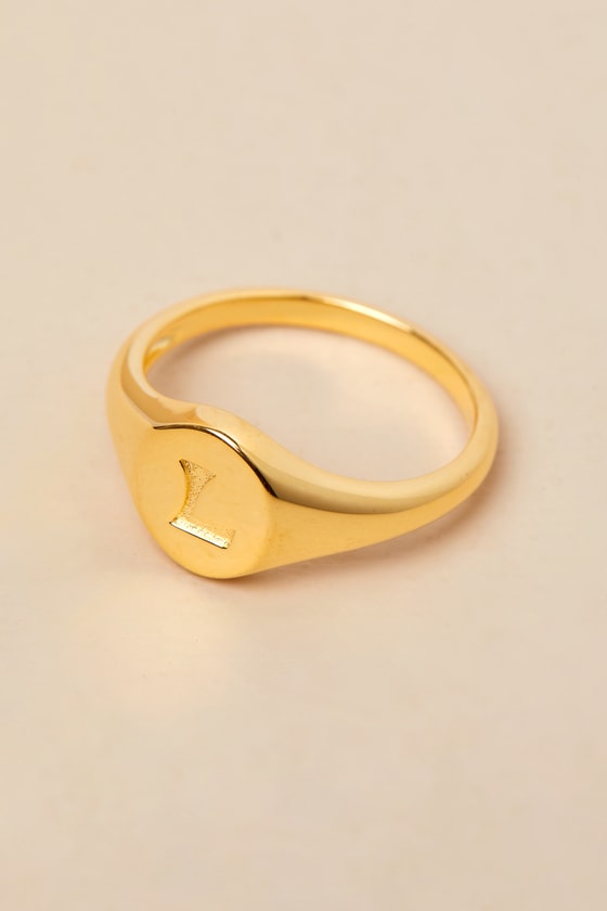 Luv AJ Oval Signet Ring - 14kt Gold Initial Ring - L Initial Ring - Lulus