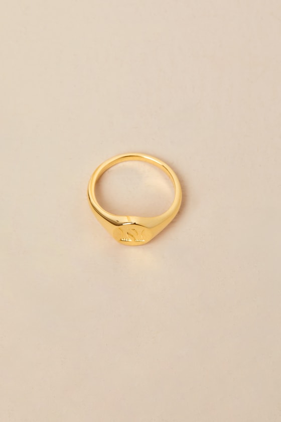 Luv AJ Oval Signet Ring - 14kt Gold Initial Ring - N Initial Ring - Lulus