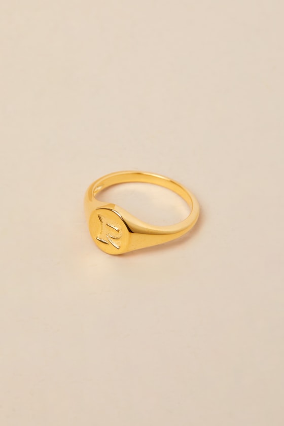 Luv AJ Oval Signet Ring - 14kt Gold Initial Ring - R Initial Ring - Lulus