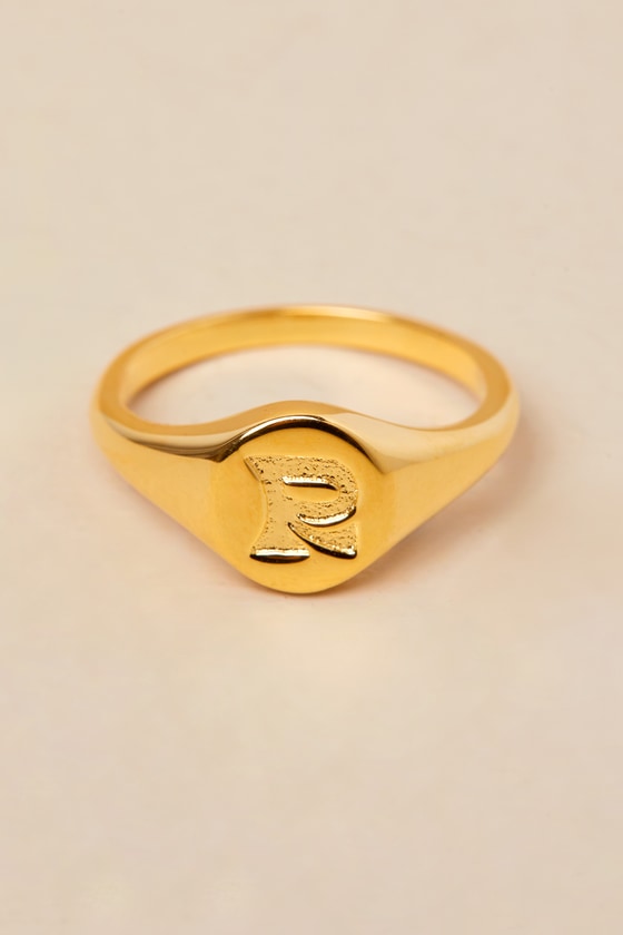 Luv AJ Oval Signet Ring - 14kt Gold Initial Ring - R Initial Ring - Lulus