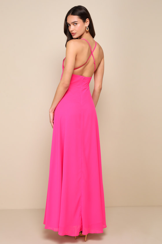 Hot Pink Maxi Dress - Backless Maxi Dress - Hot Pink Gown - Lulus