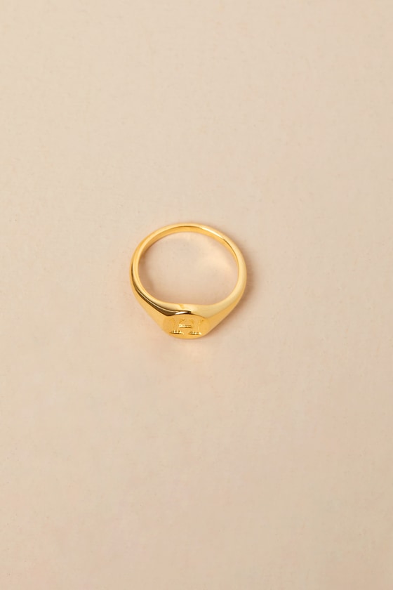 Luv AJ Oval Signet Ring - 14kt Gold Initial Ring - H Initial Ring - Lulus