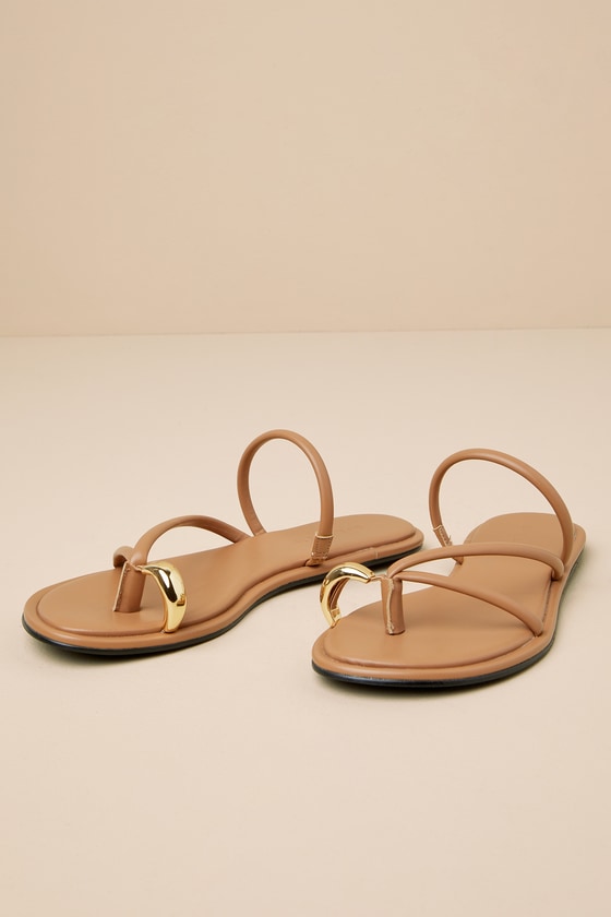 Billini Cohen Acorn - Flat Strappy Sandals - Thong Slide Sandals - Lulus