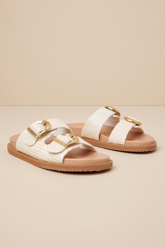 Billini Tayo Natural - Beige Sandals - Raffia Slide Sandals - Lulus