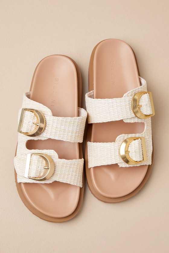 Billini Tayo Natural - Beige Sandals - Raffia Slide Sandals - Lulus