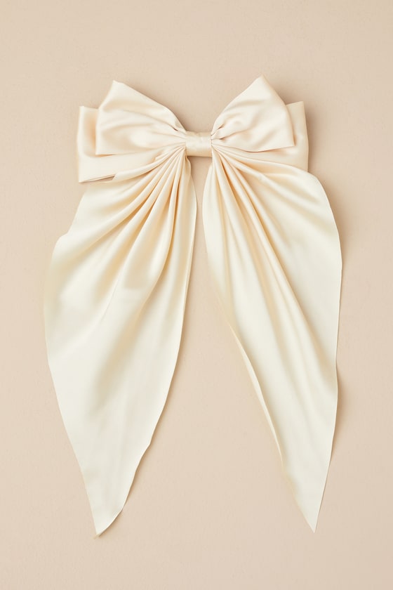 Cream Satin Bow - Bow Hair Clip - Bridal Hair Bow - Bow Clip - Lulus