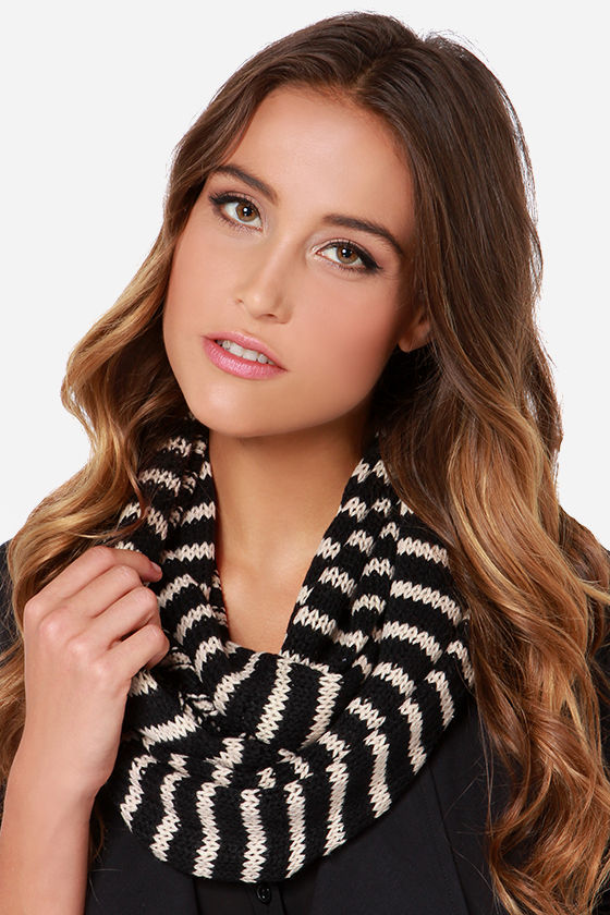 Black Striped Scarf - Infinity Scarf - Knit Scarf - $13.00 - Lulus