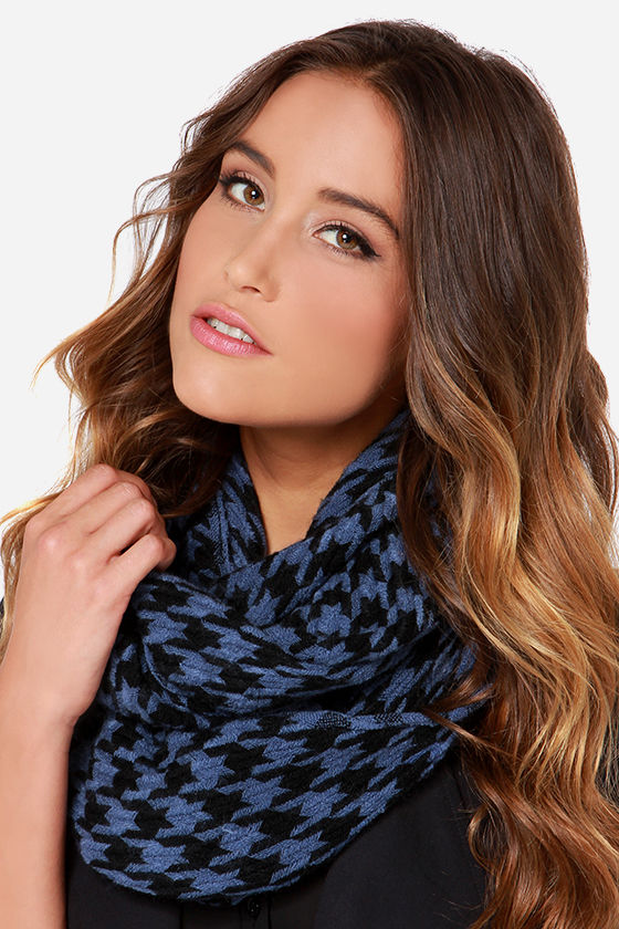 Blue Scarf - Infinity Scarf - Houndstooth Scarf - $14.00 - Lulus