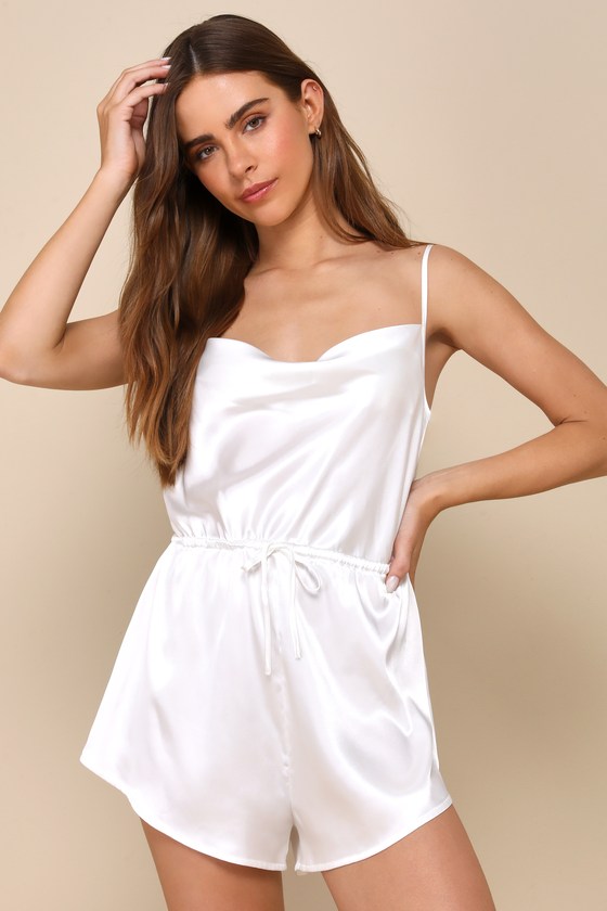 White Satin Romper - Lingerie Romper - Bridal Lingerie - Lulus