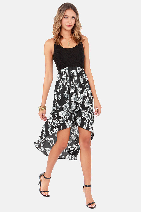 Element Eden Rachel Dress - Black Dress - Floral Print Dress - $54.50