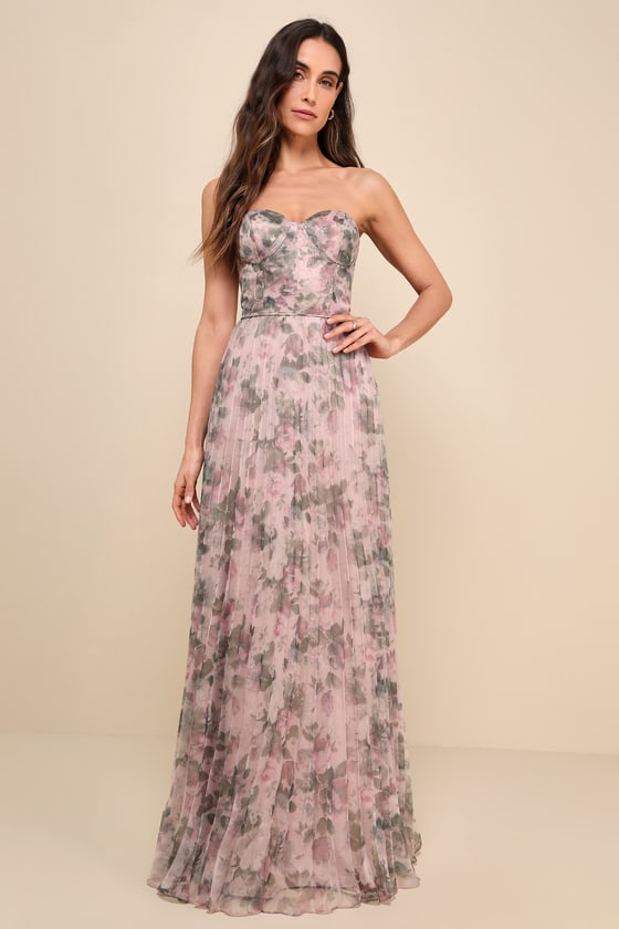 Pink Multi Maxi Dress Floral Print Dress Organza Maxi Dress Lulus