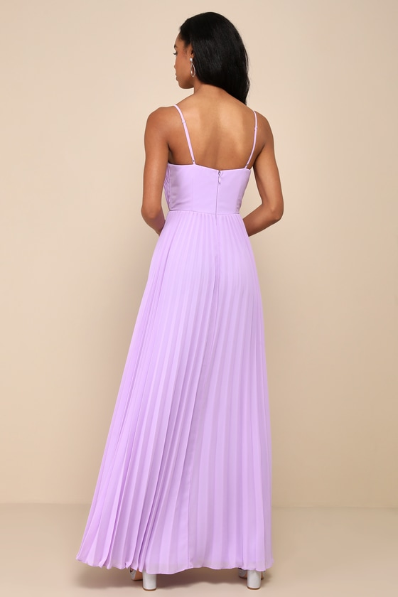 Lavender Pleated Dress - Bustier Maxi Dress - Pleated Maxi Dress - Lulus