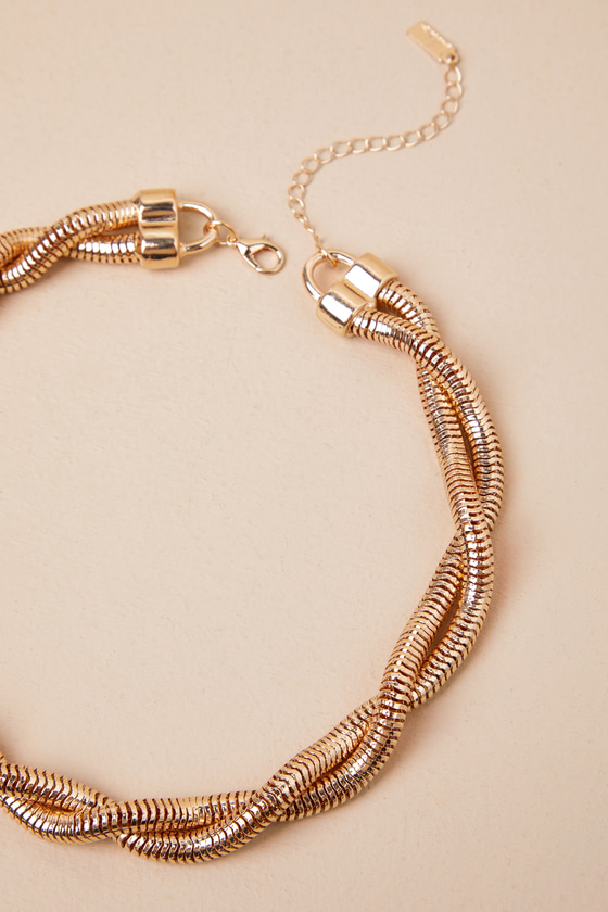 Gold Twisted Necklace - Gas Pipe Chain Necklace - Chunky Necklace - Lulus