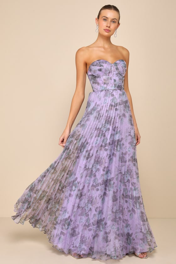 Purple Multi Maxi Dress - Floral Print Dress - Organza Maxi Dress - Lulus