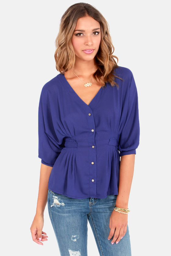 Cute Blue Top - Button-Up Top - Blue Blouse - $37.00 - Lulus