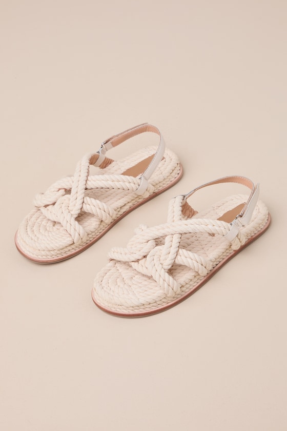 Salt + Umber Sansa - Natural Rope Sandals - Slingback Sandals - Lulus