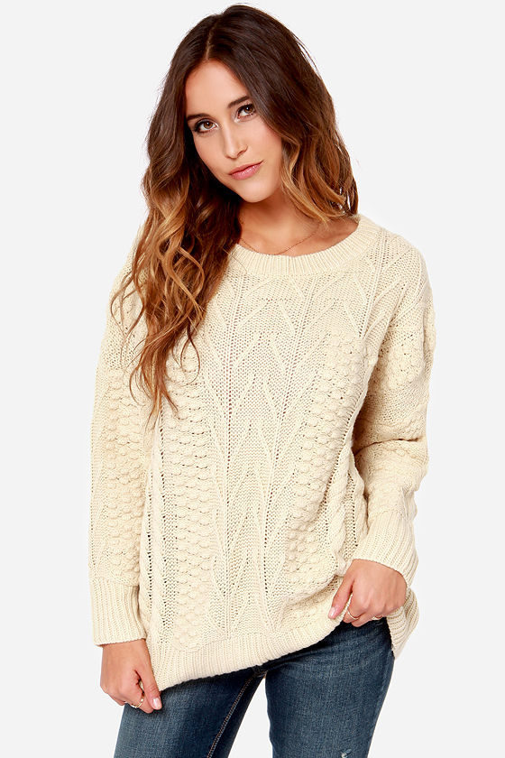 Mink Pink Word Play - Knit Sweater - Cream Sweater - $95.00 - Lulus